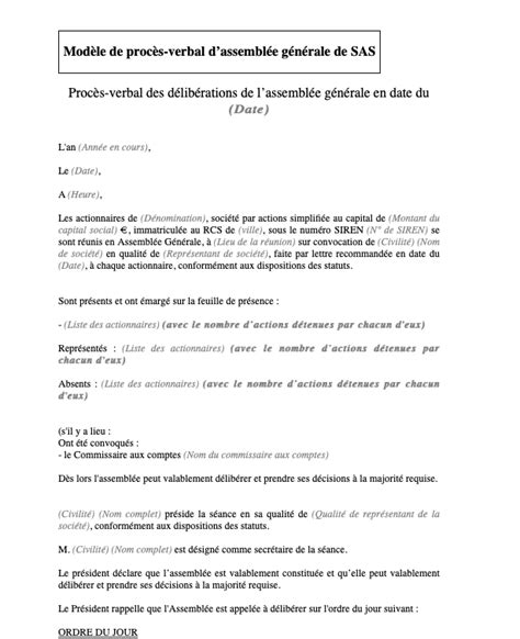 Procès-Verbal d'Assemblée Générale en SARL : Comment Fixer la Rémunération du Gérant + Modèles ...
